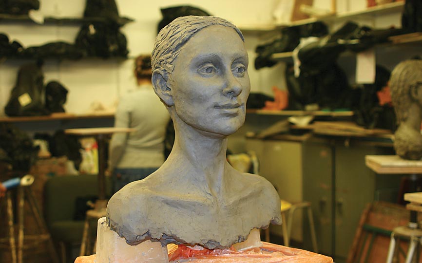 Hollowing out a clay head – Art by Jess Miller